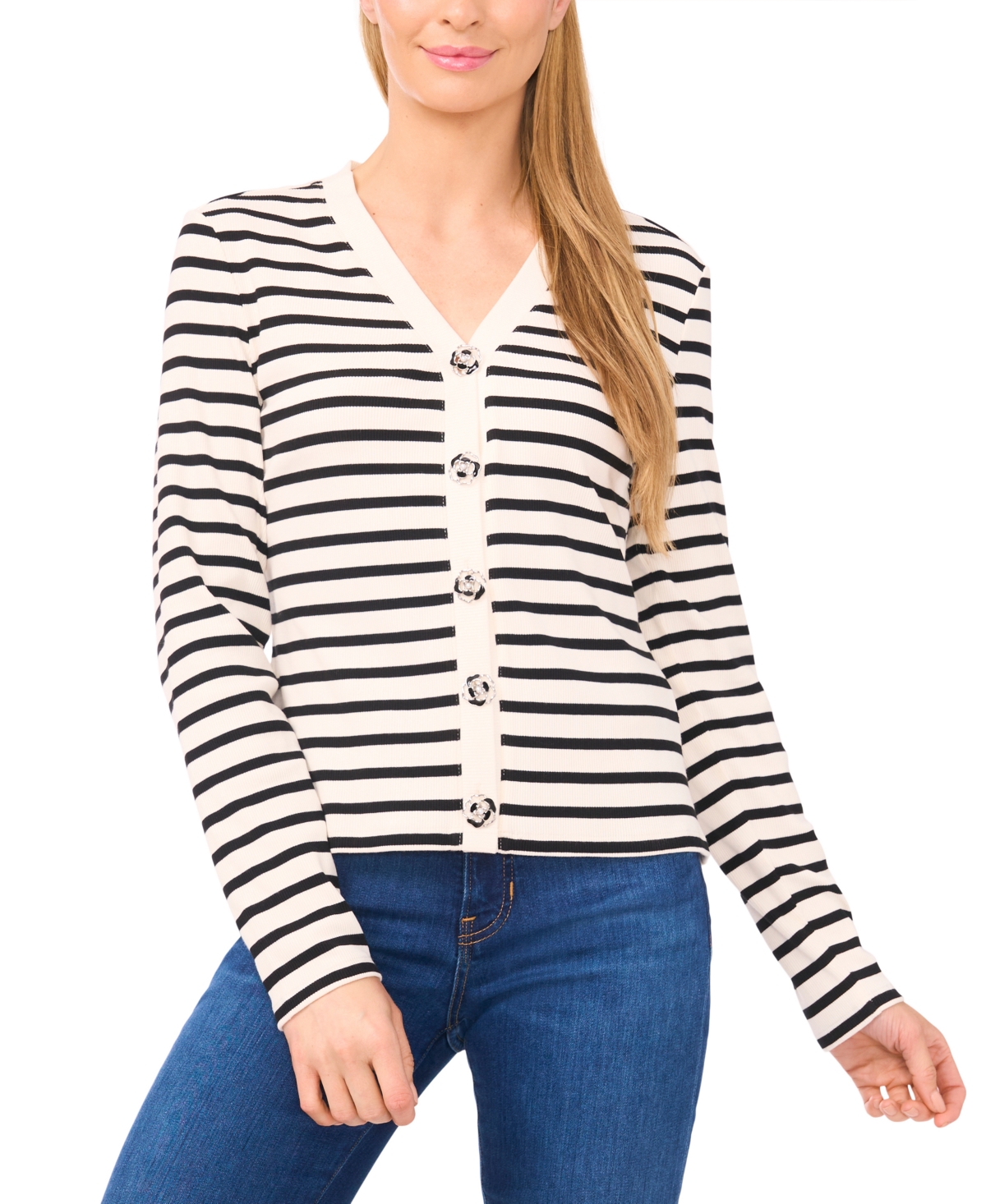 Click here for CeCe Womens Long-Sleeve V-Neck Cardigan Sweater -... prices