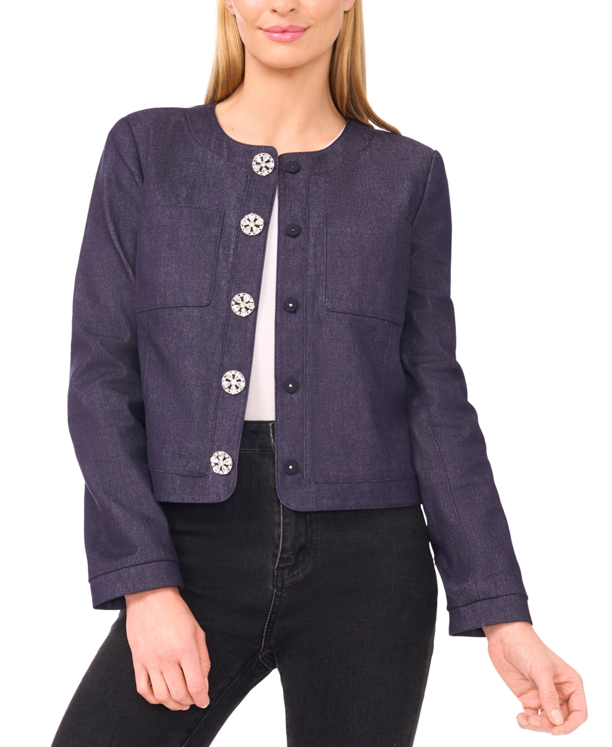 Click here for CeCe Womens Patch Pocket Long Sleeve Jacket - Clas... prices