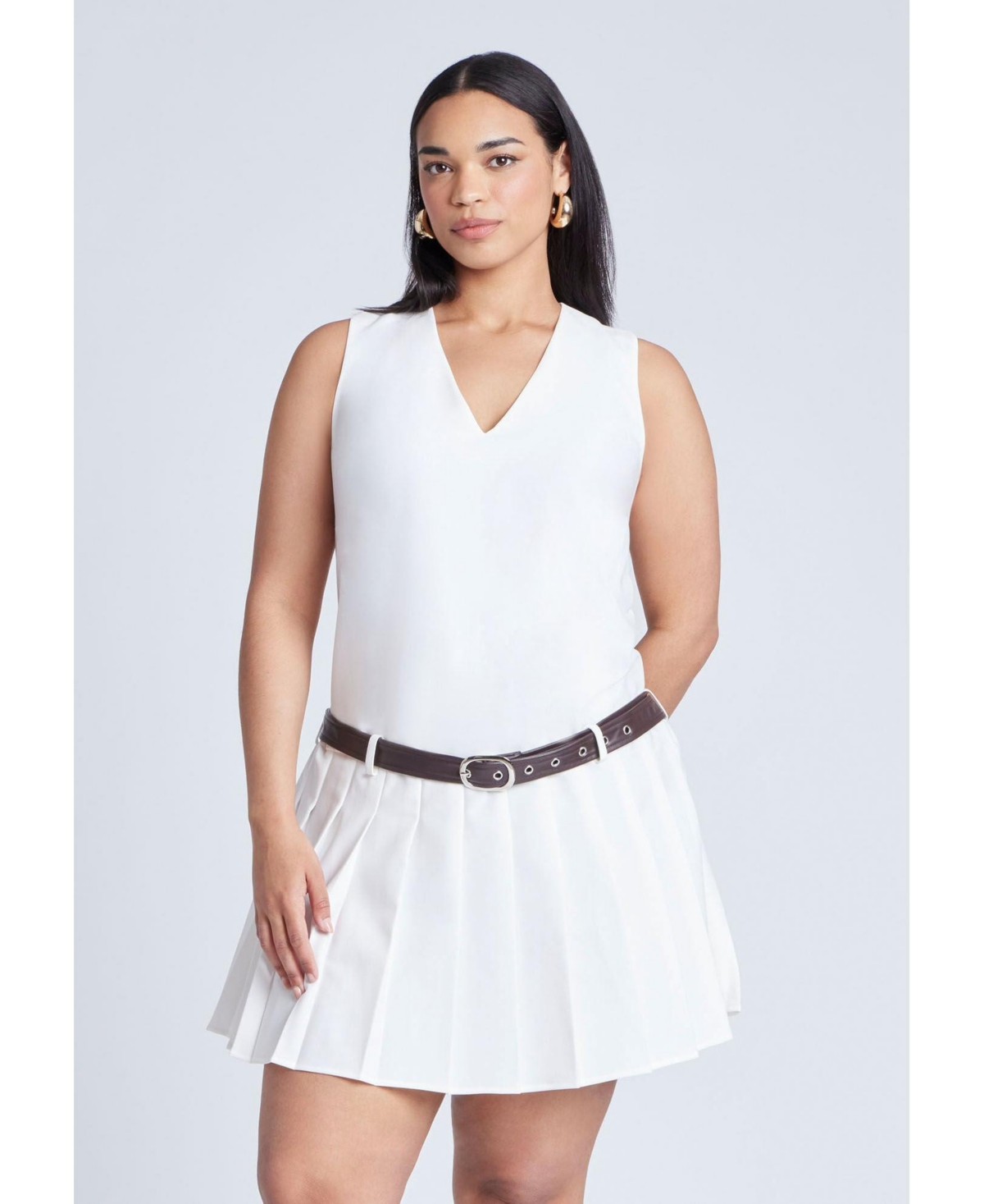Click here for Eloquii Womens Plus Size Pleated Mini Dress With B... prices