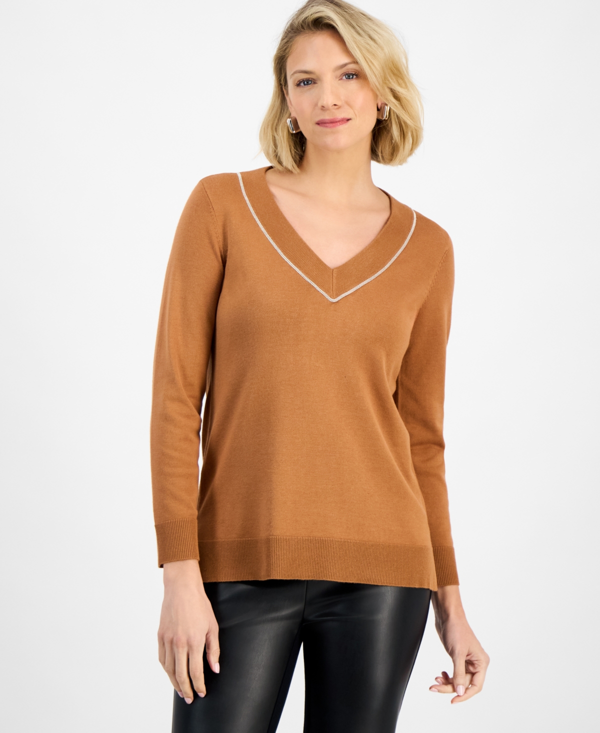 Click here for Jm Collection Womens Beaded-Neck Sweater  Macys Ex... prices