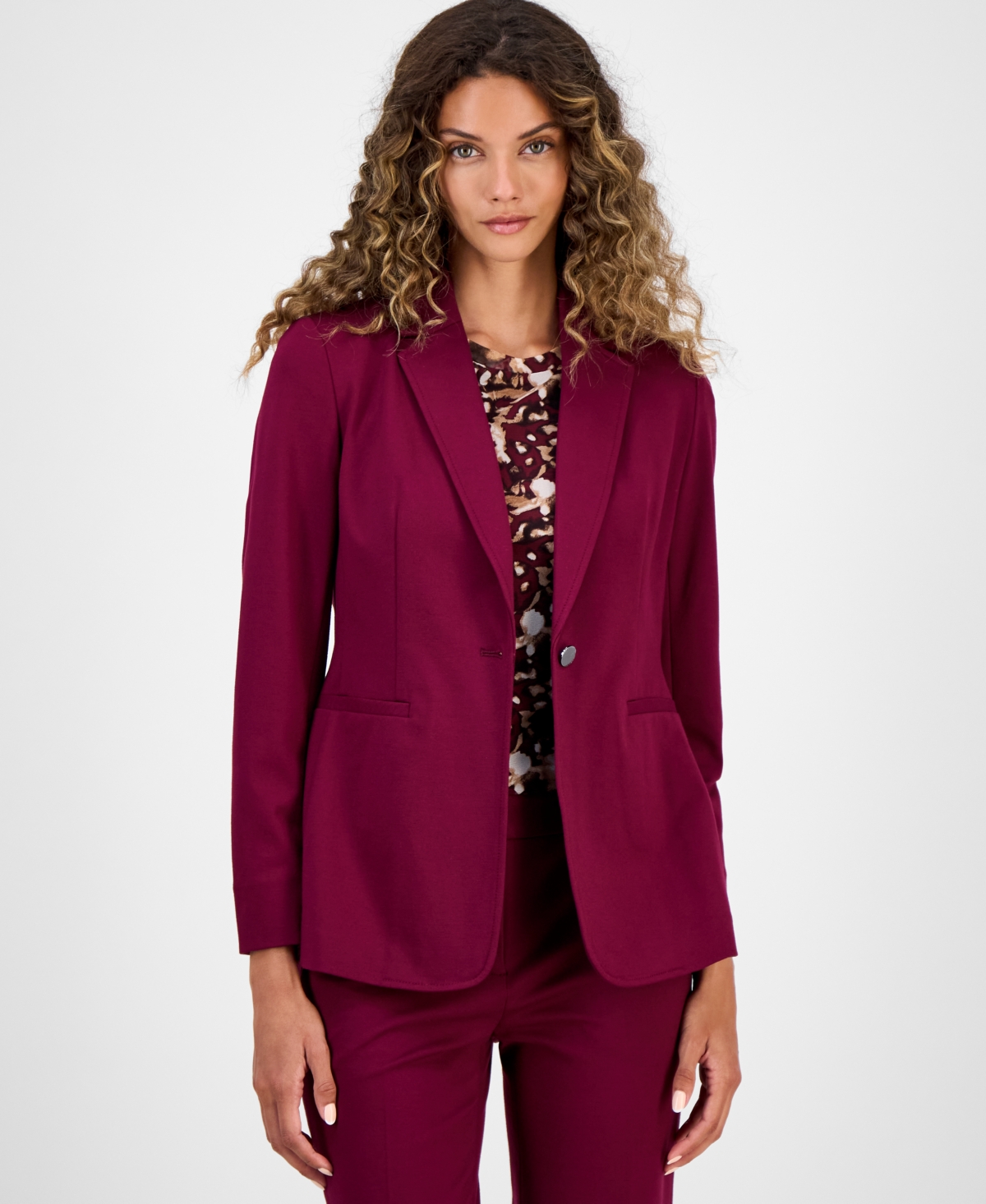 Click here for Bar Iii Womens Notch-Collar Single Button Blazer... prices
