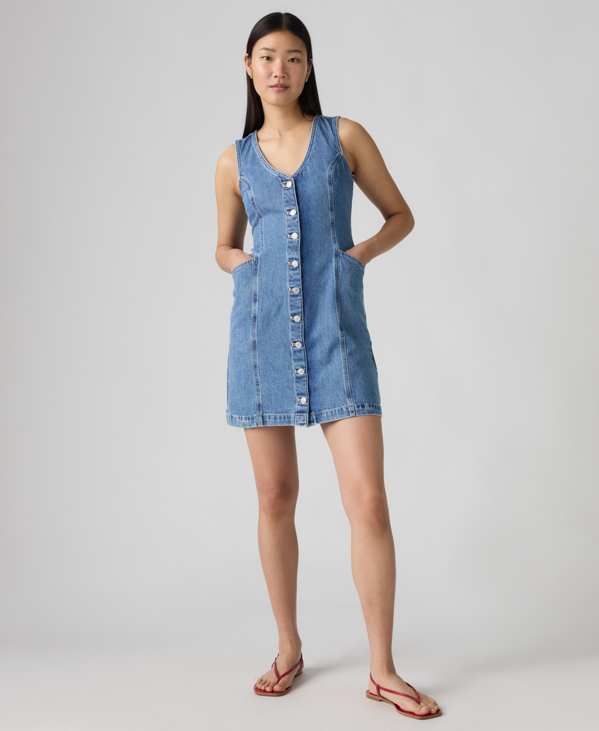 Click here for Levis Womens Vianna Denim Button-Front Vest Dress... prices