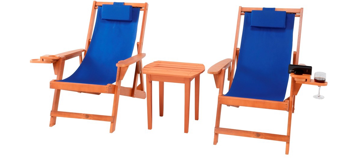 Click here for Jiallo Canvas Sling Chairs With Cup And Wine Holde... prices