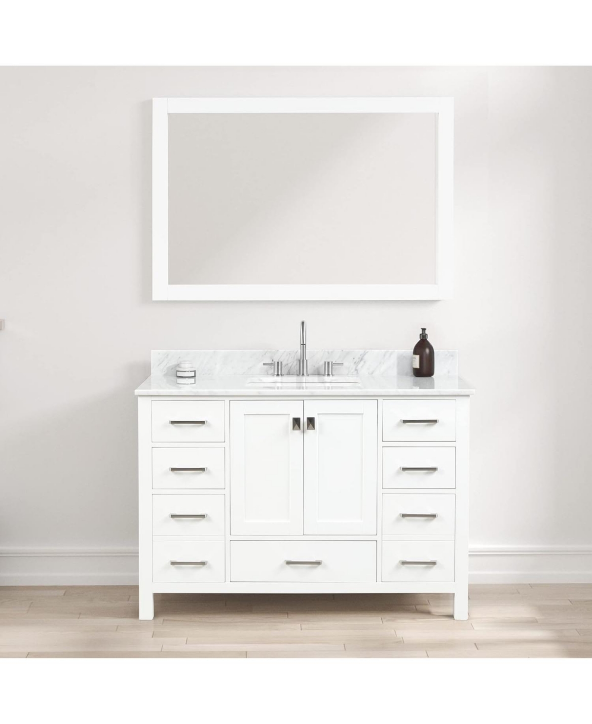 Click here for Vanirror 48" Matte White Bathroom Vanity Set... prices