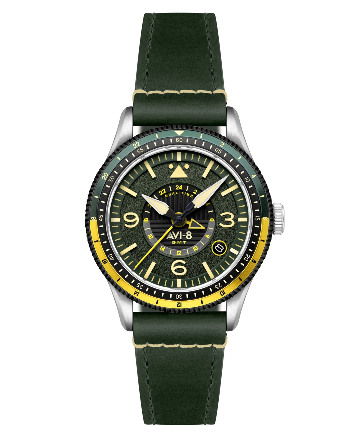 Click here for Avi-8 Mens Flyboy Green Leather Strap Watch  40mm... prices