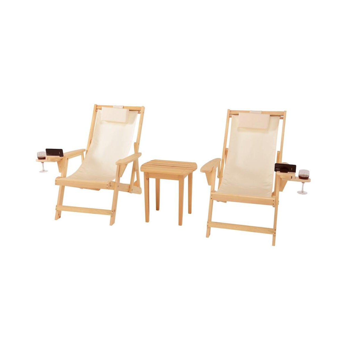 Click here for Jiallo Canvas Sling Chairs With Cup And Wine Holde... prices