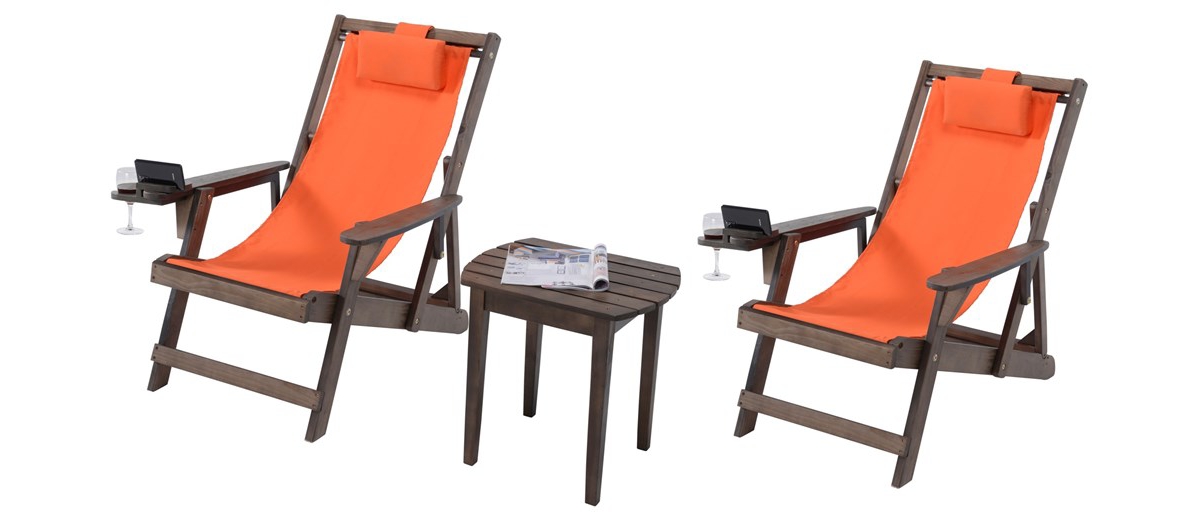 Click here for Jiallo Canvas Sling Chairs With Cup And Wine Holde... prices