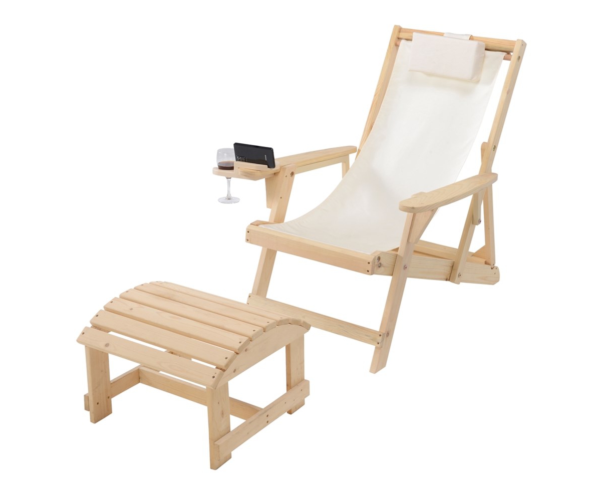 Click here for Jiallo Canvas Sling Chair With Cup And Wine Holder... prices