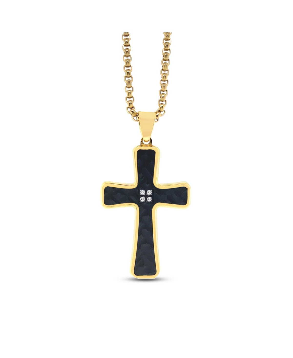 Click here for Anna Zuckerman Argyle Cross Necklace in Noir - Bla... prices
