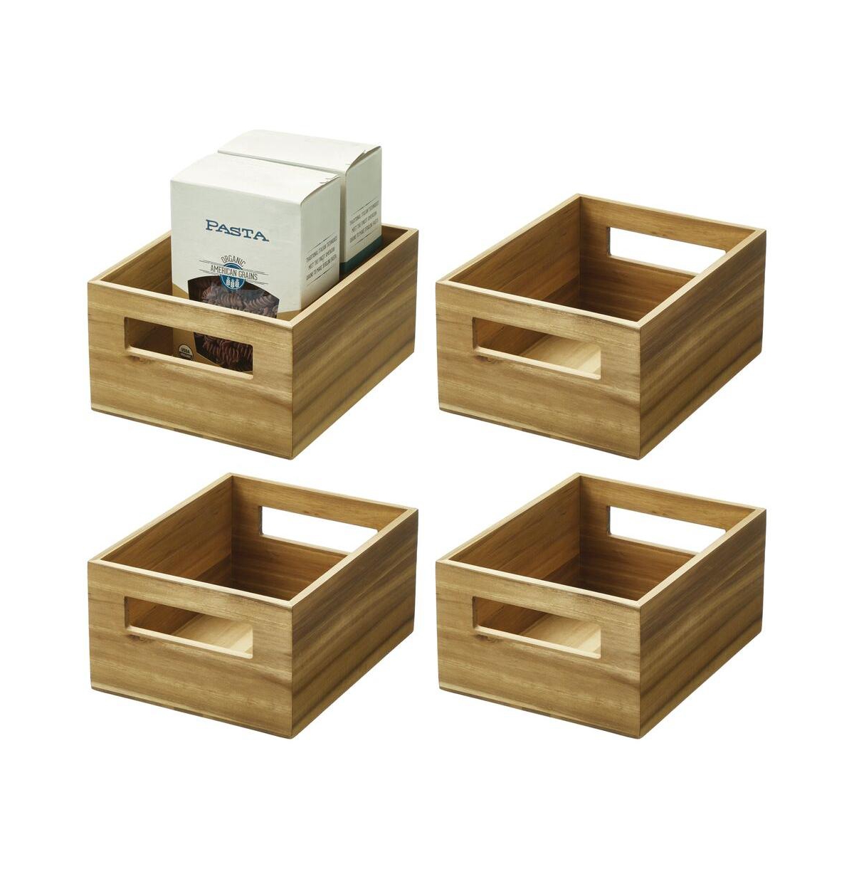 Click here for mDesign Acacia Wood Pantry Bin with Handles - Set... prices