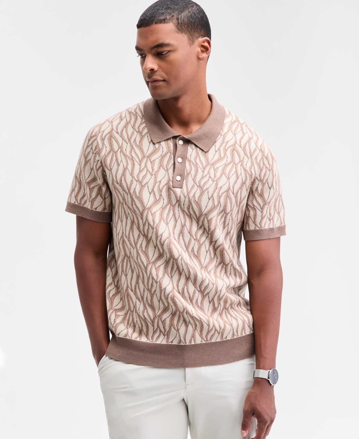 Click here for Alfani Mens Short Sleeve Birdseye Jacquard Polo Sw... prices
