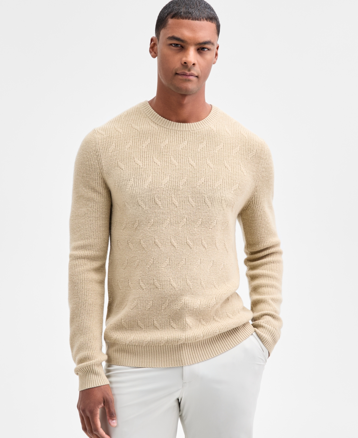 Click here for Alfani Mens Long Sleeve Basket Weave Crewneck Swea... prices
