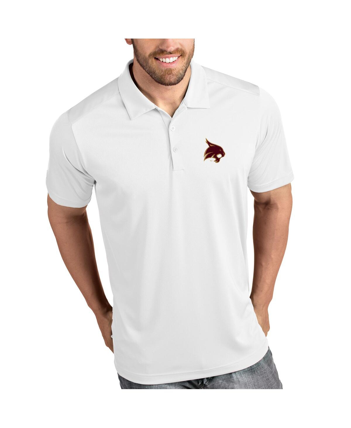 Click here for Antigua White Texas State Bobcats Tribute Polo Shi... prices