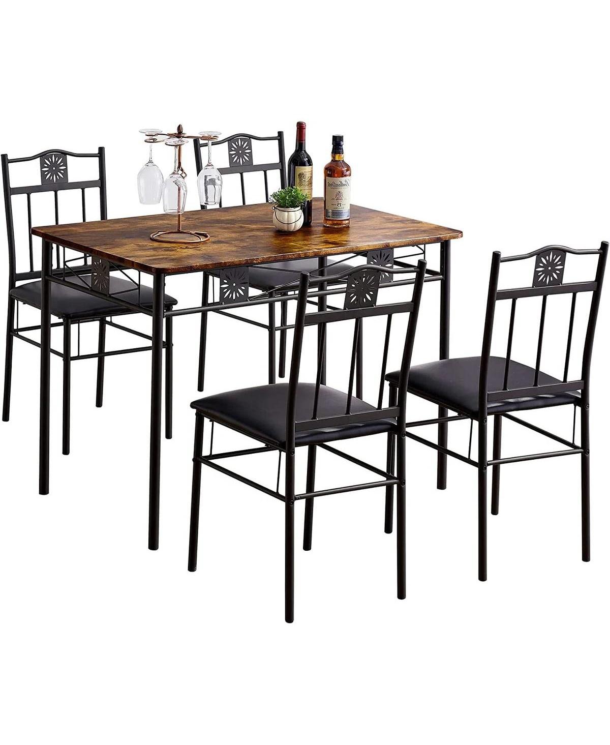 Click here for Slickblue Wood-Top Farmhouse Dining Table with 4 U... prices