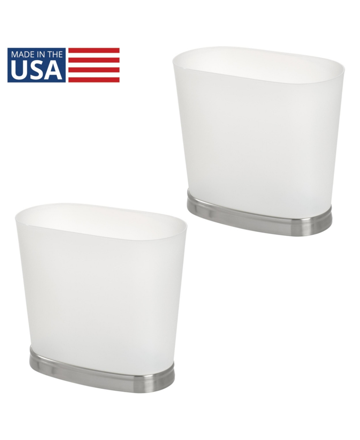Click here for iDesign Small Oval Bathroom Trash Can - Frost/Brus... prices