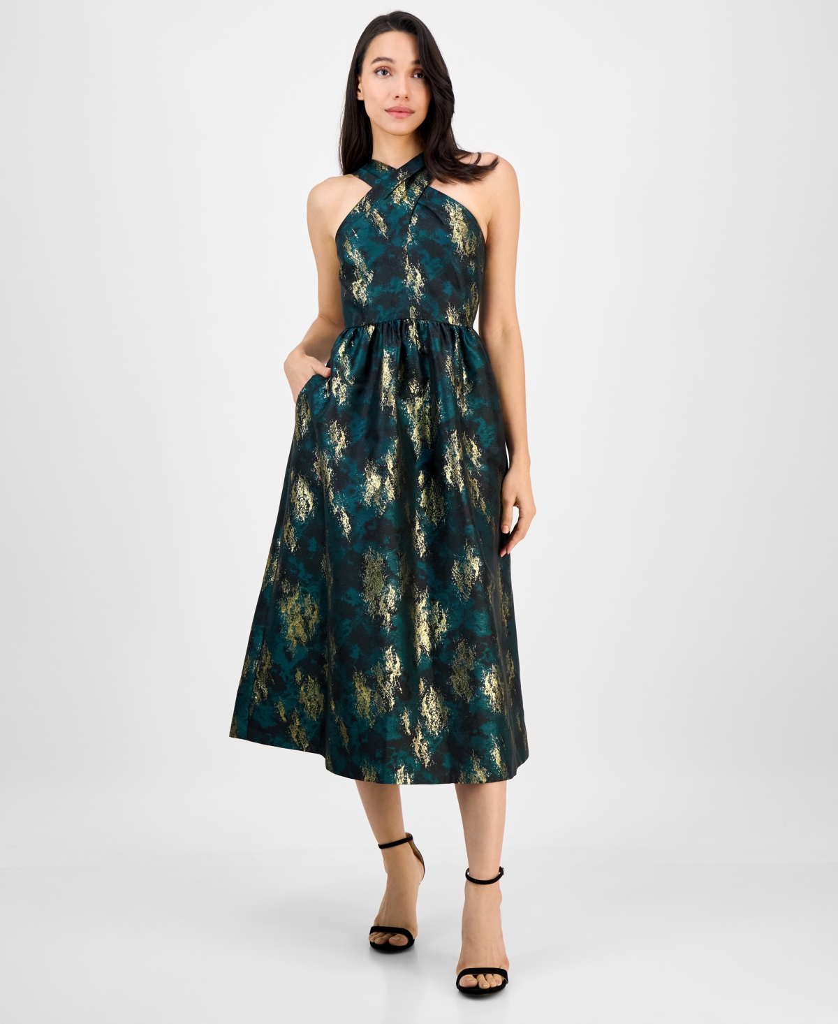 Click here for Anne Klein Womens Crisscross Sleeveless Midi Dress... prices