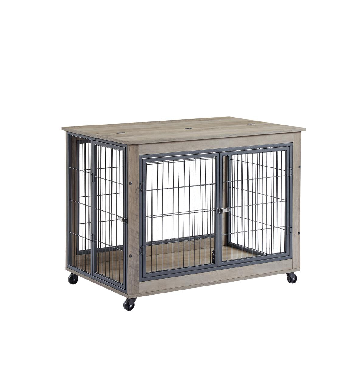 Click here for Aostirmotor Grey Dog Crate Side Table with Wheels... prices
