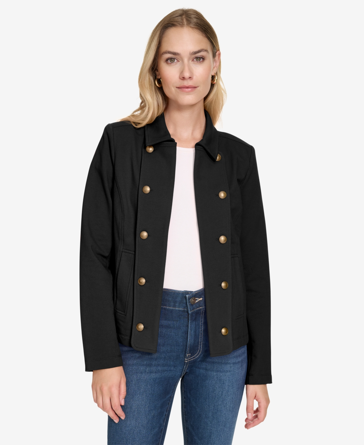 Nautica Jeans Womens Open-Front Captains Jacket  Online Only - Black