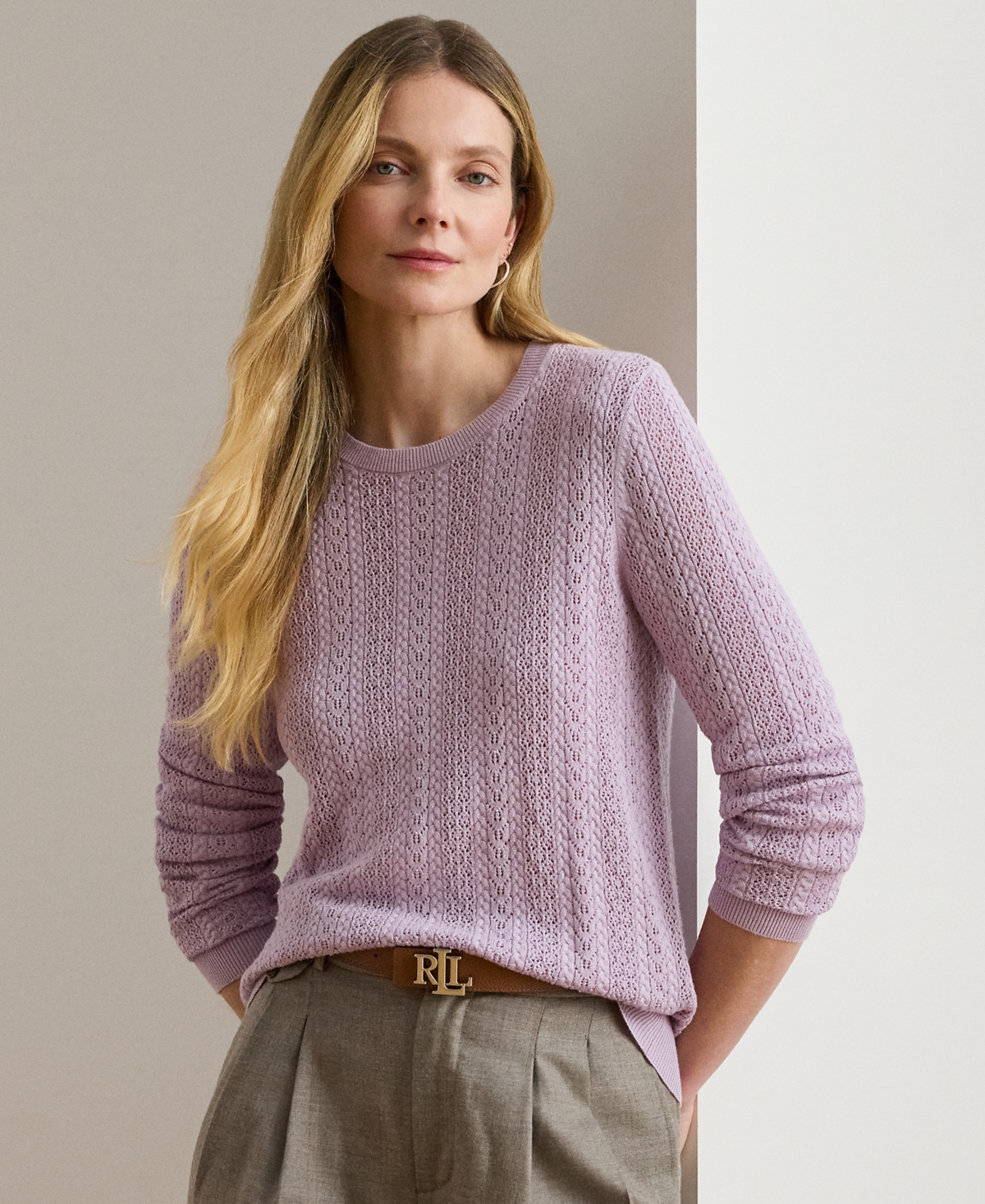 Click here for Lauren Ralph Lauren Petite Pointelle-Knit Slim Fit... prices