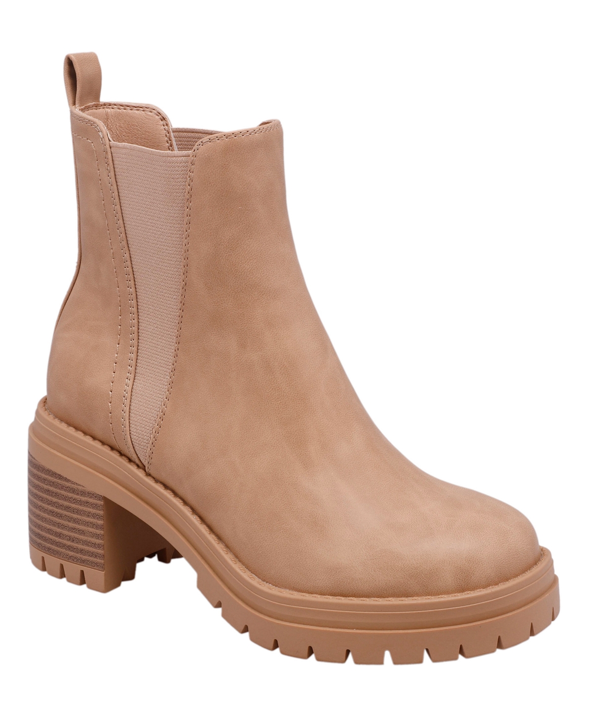 Click here for Mia Womens Adea Chelsea Lug Sole Booties - Desert prices