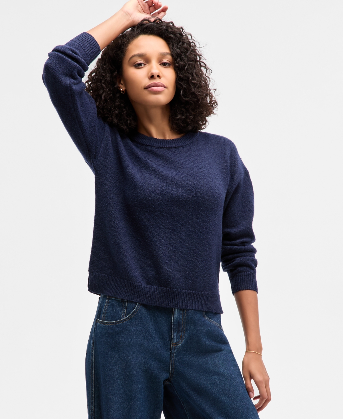 Click here for Freshman Juniors Drop-Shoulder Long-Sleeve Sweater... prices