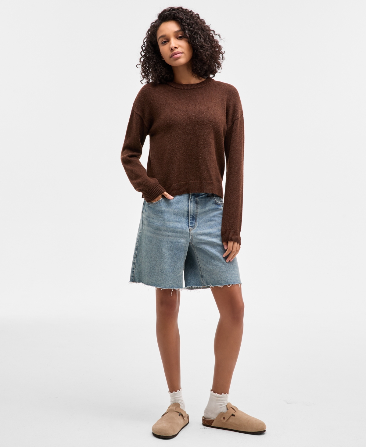 Click here for Freshman Juniors Drop-Shoulder Long-Sleeve Sweater... prices