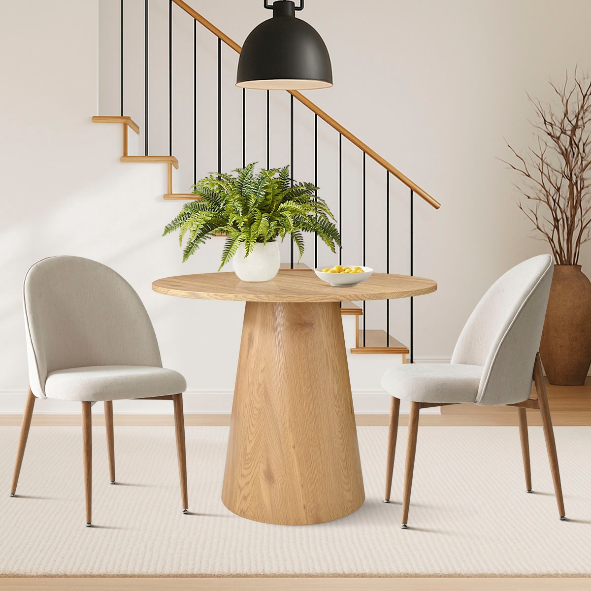 Click here for Maison Boucle 35 Inch Round Oak Veneer Dining Tabl... prices