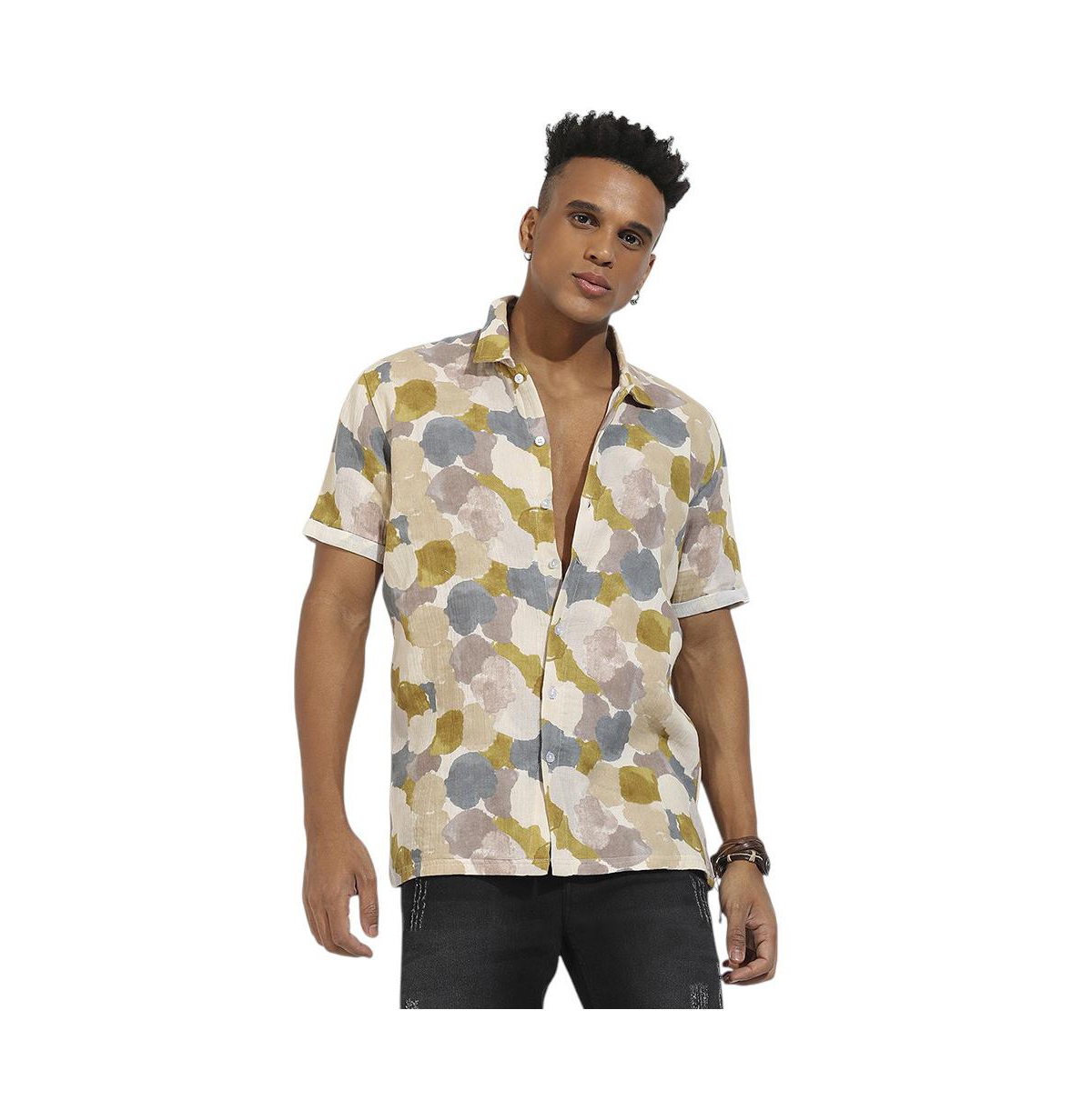 Click here for Campus Sutra Mens Multicolour Abstract Print Shirt... prices