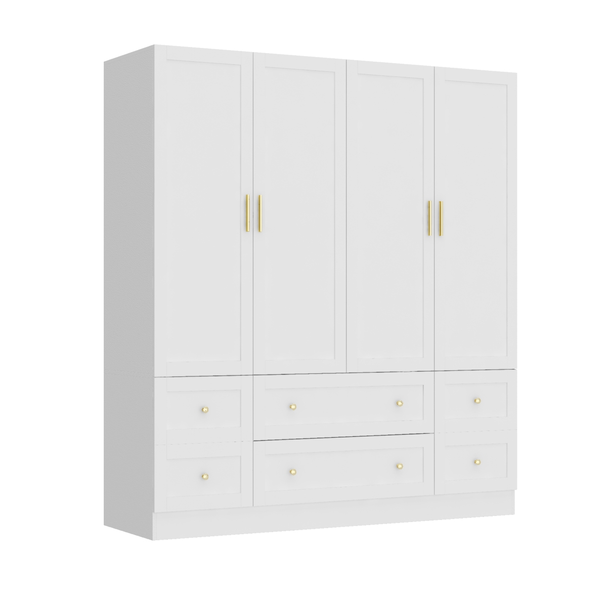 Click here for Simple white 4-door 6-drawer wardrobe with large c... prices