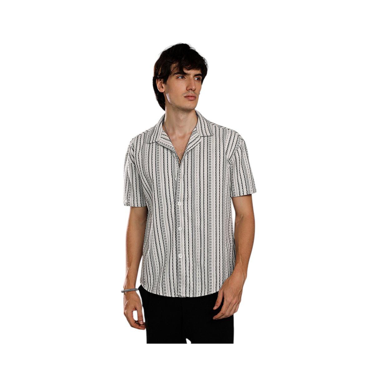 Click here for Campus Sutra Mens Off-White & Midnight Black Strip... prices