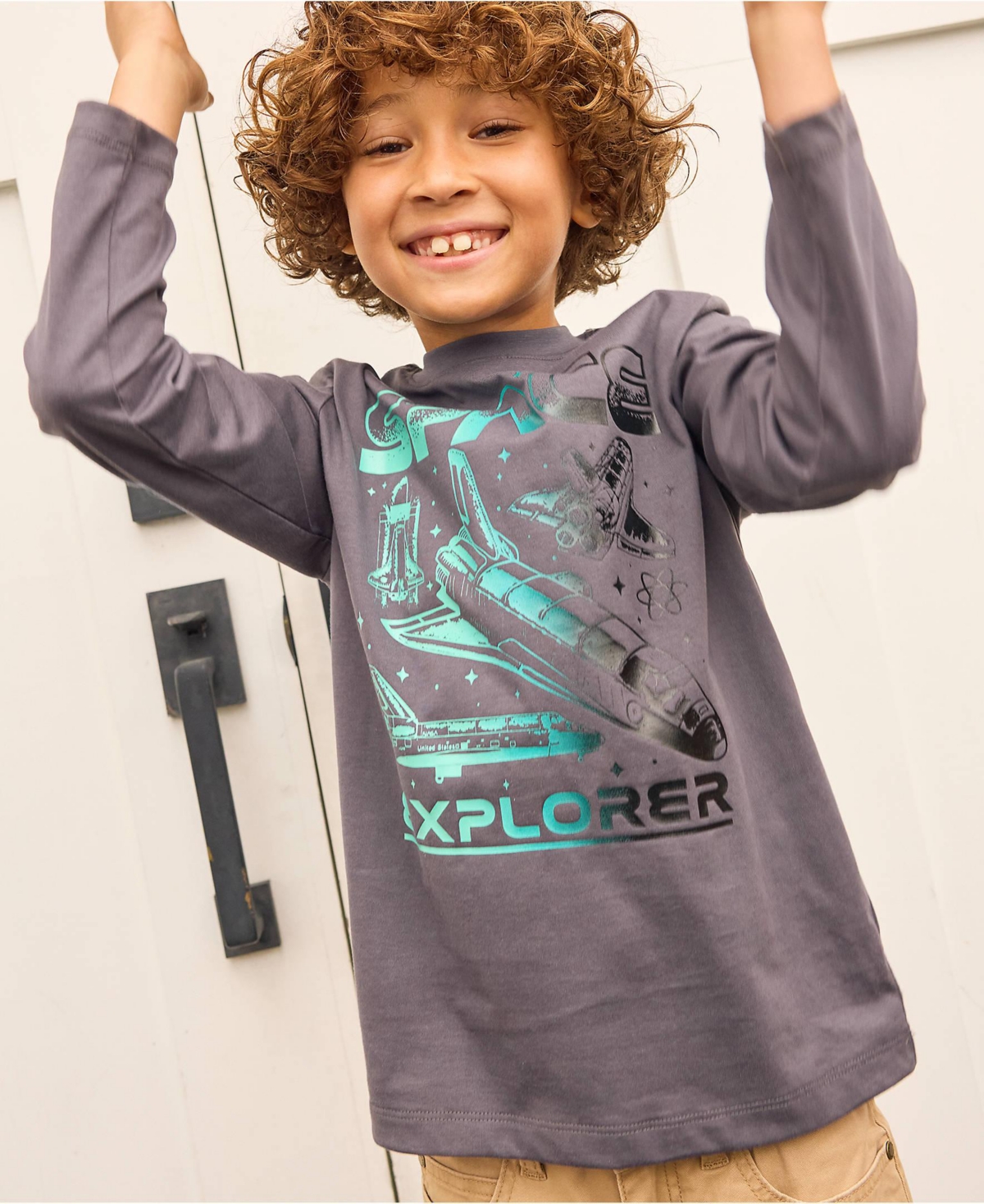 Click here for Lands End Boys Long Sleeve Graphic Tee - Iron gray... prices