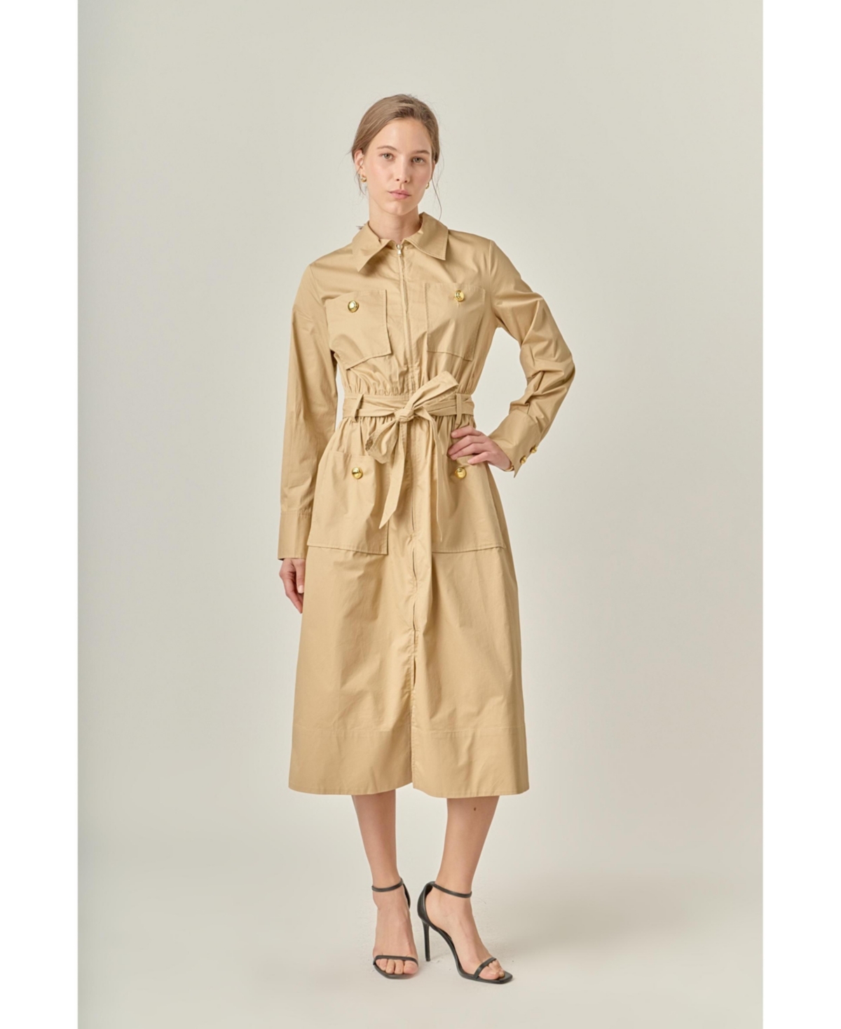 Click here for English Factory Womens Big Pocket Midi Dress - Bei... prices