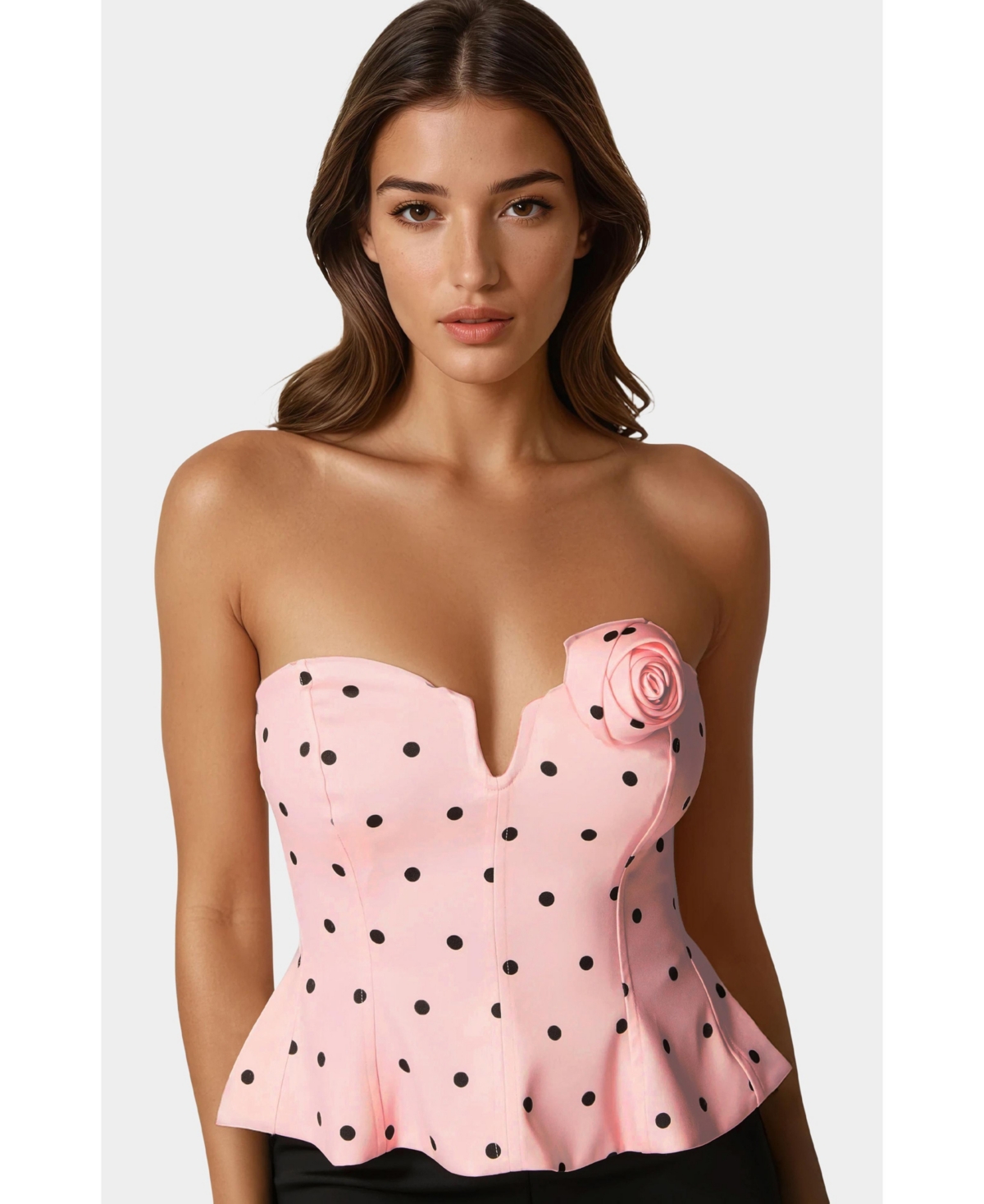 Click here for Bebe Womens Rosette Satin Corset - Marys rose dot... prices