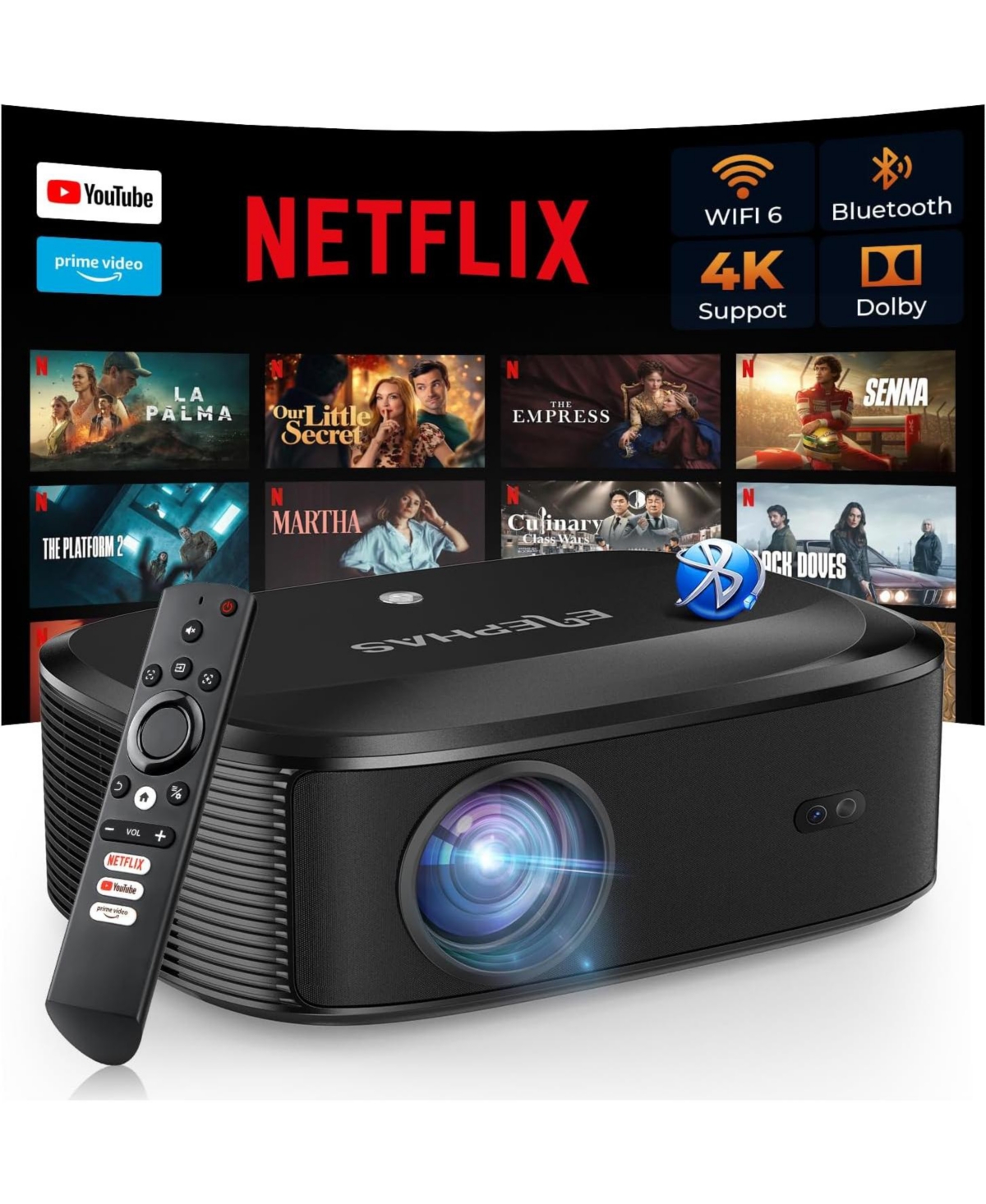 Click here for Elephas 4K Projector with Wifi and Bluetooth  Outd... prices
