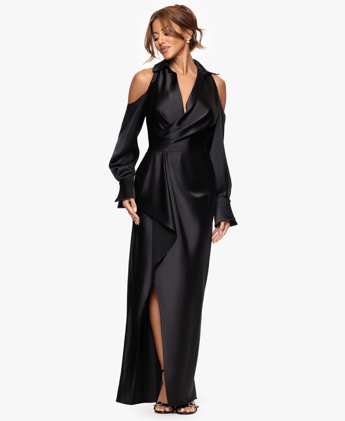 Click here for Xscape Womens V-Neck Long Sleeve Maxi Dress - Blac... prices