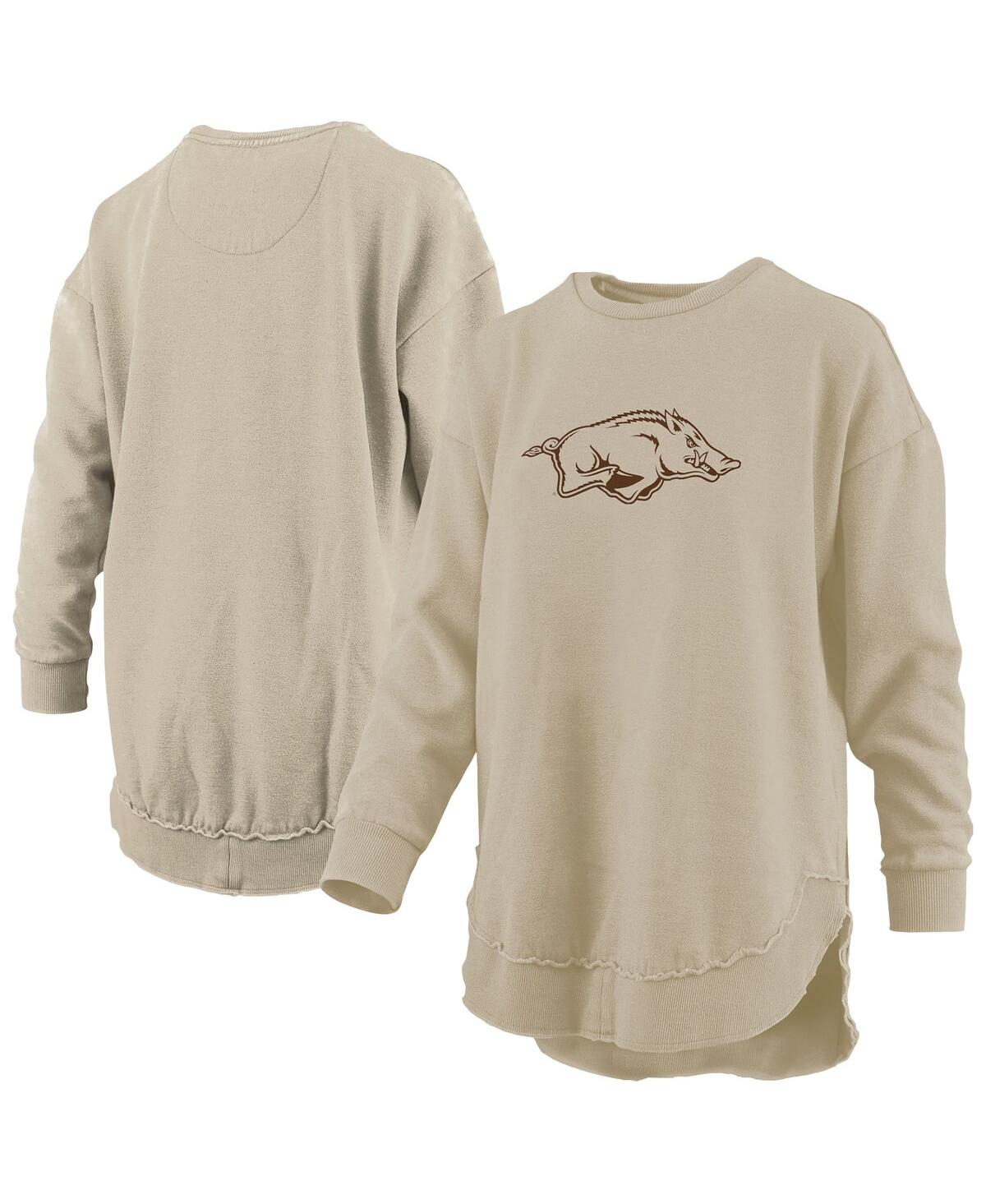 Click here for Pressbox Womens Tan Arkansas Razorbacks Poncho Fle... prices