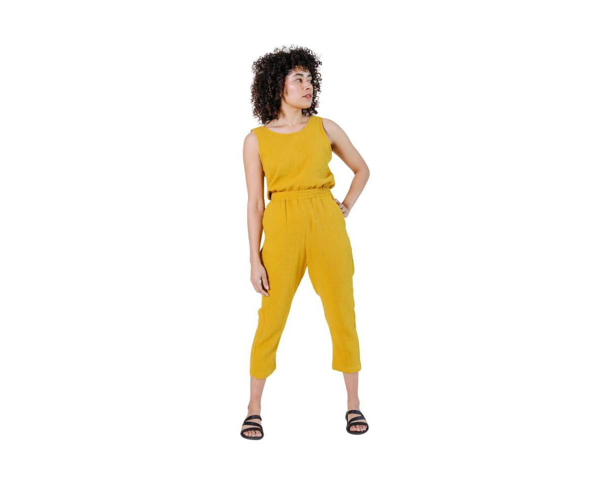 Click here for Poplinen Plus Size Jameela Cotton Jumpsuit - Golde... prices