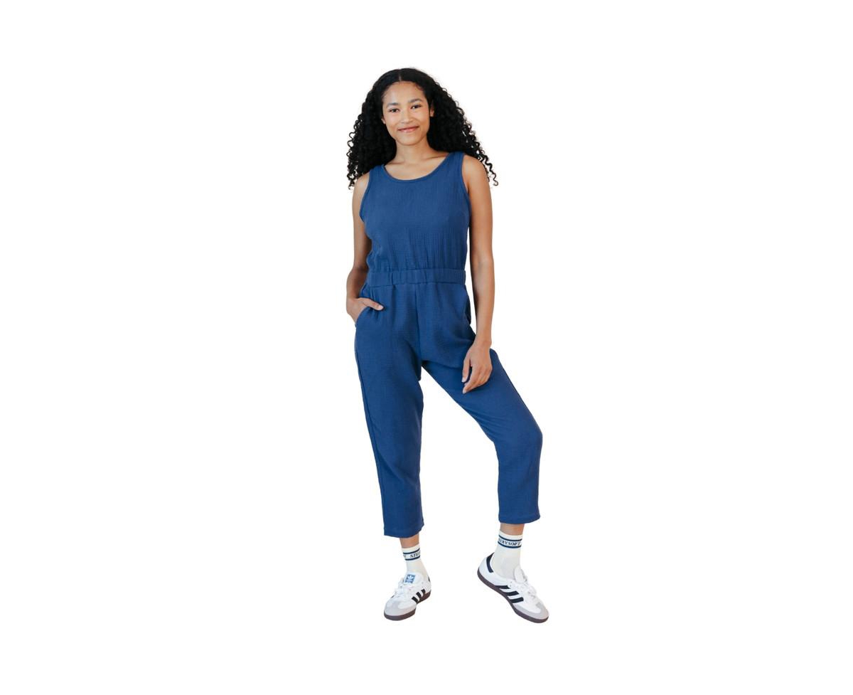 Click here for Poplinen Plus Size Jameela Cotton Jumpsuit - Deep... prices