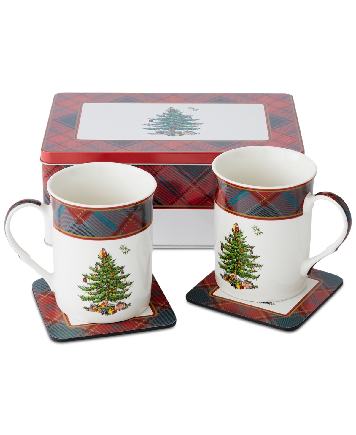 Click here for Spode Christmas Tree Tartan 5-Piece Mug & Tin Coas... prices