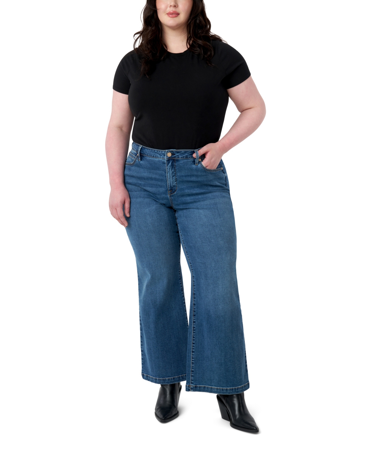 Click here for Seven7 Plus Size Bella Wide Leg Jeans - Honey prices