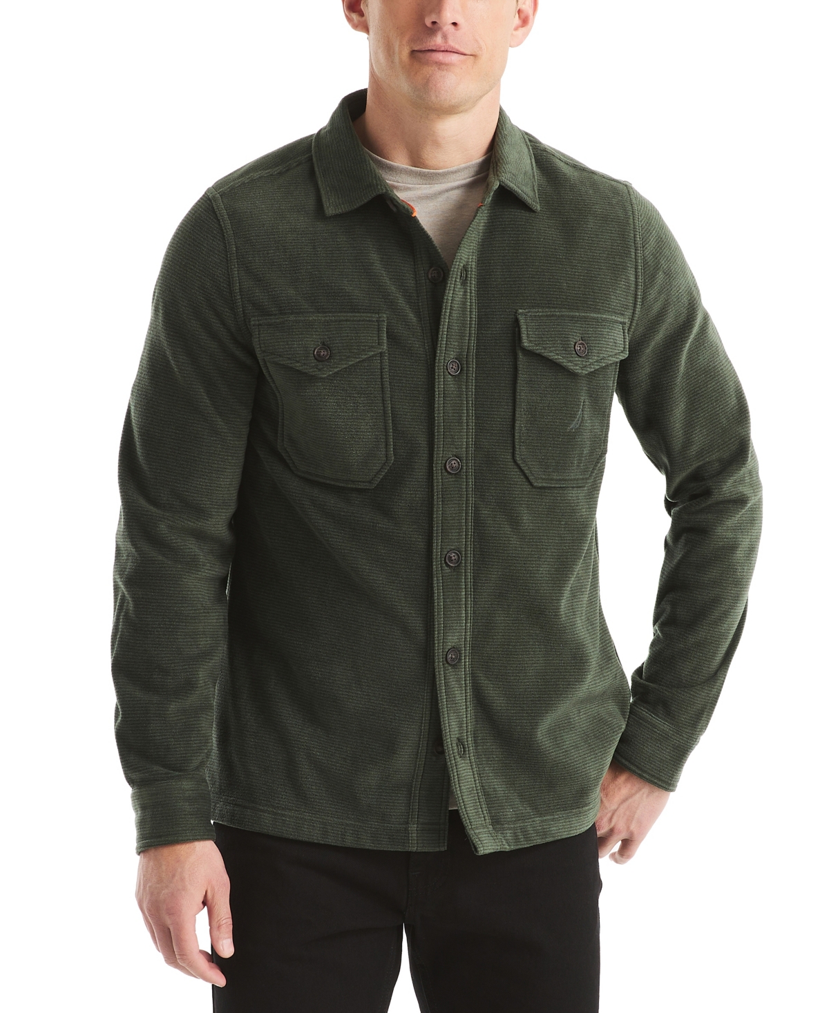 Click here for Nautica Mens Polar Fleece Button-Up Shirt - Forest... prices