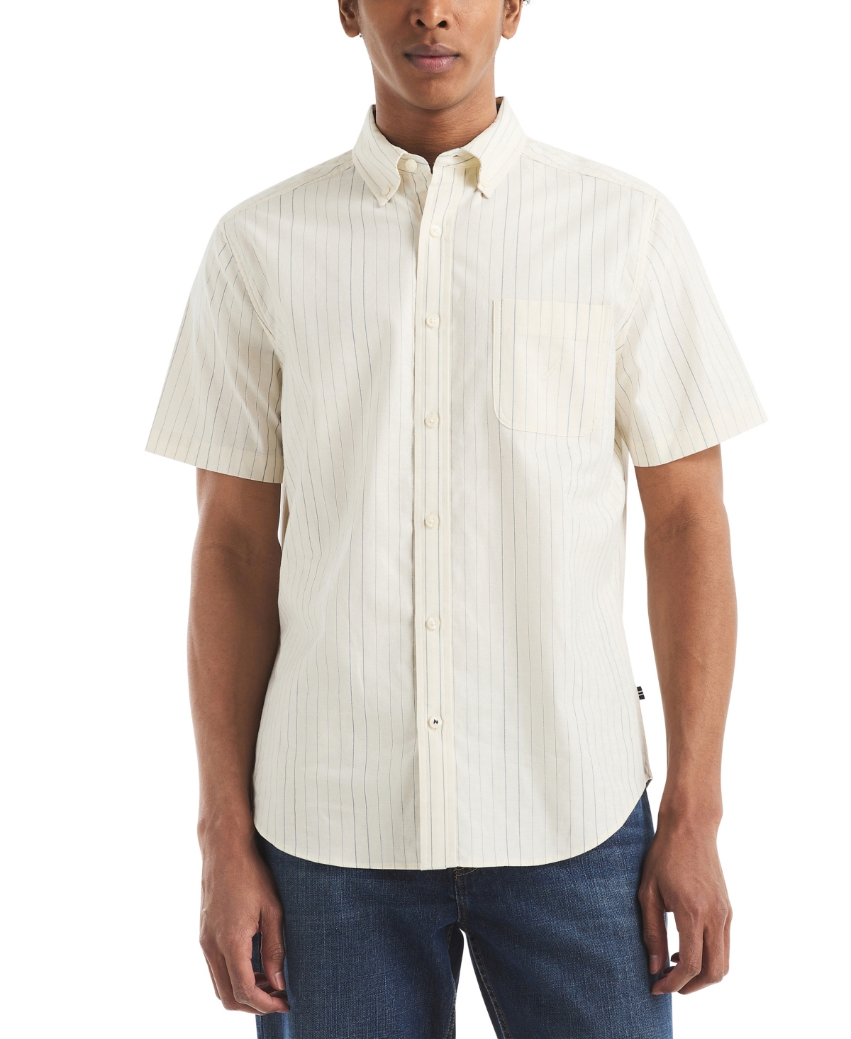 Click here for Nautica Mens Oxford Stripe Shirt - Tahiti Vanilla prices