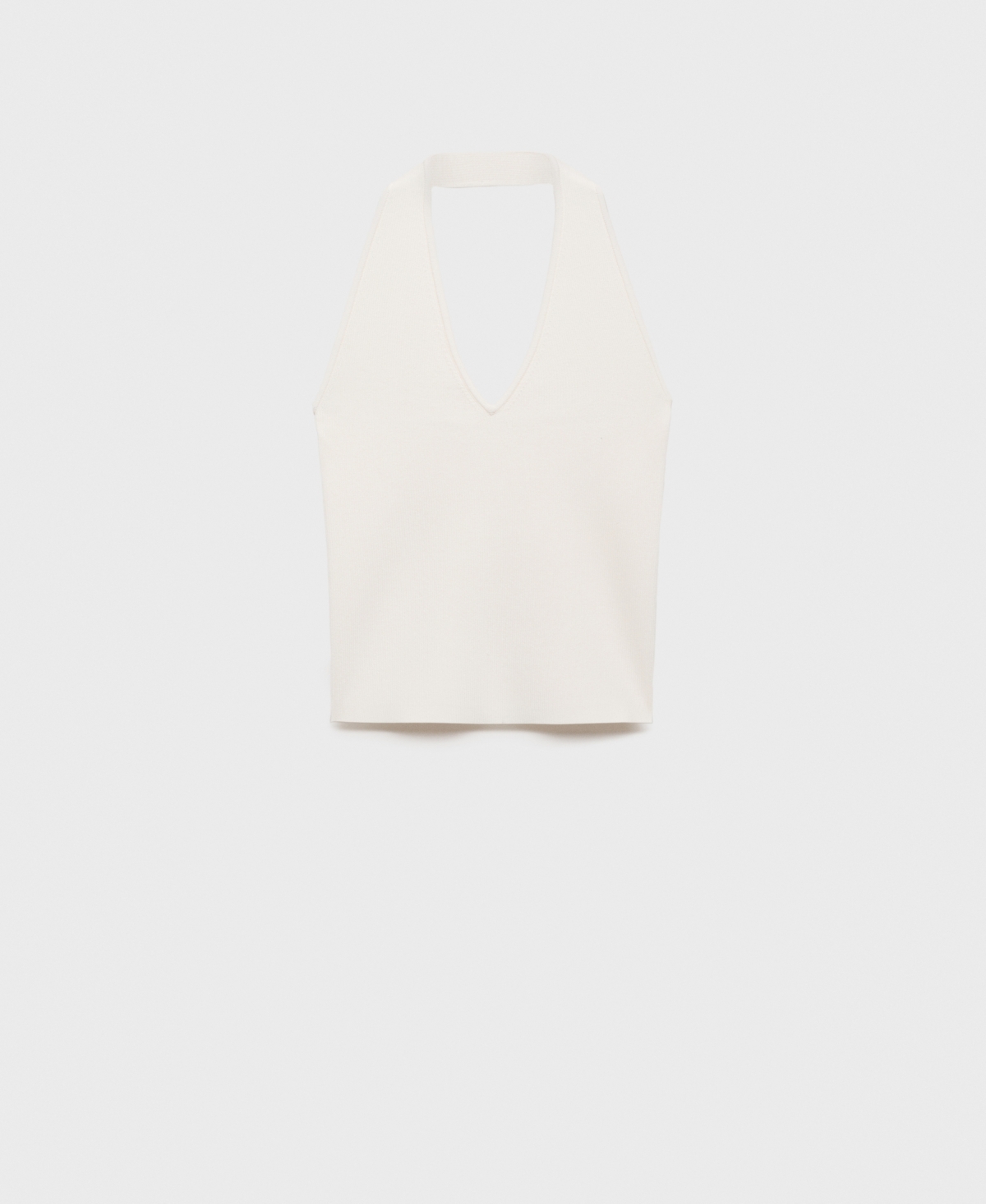 Click here for Mango Womens Ribbed Halter-Neck Top - Ecru prices