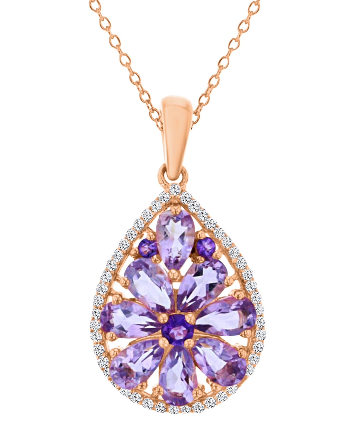 Click here for Rose De France & Amethyst Two-Stone 18 Pendant Nec... prices