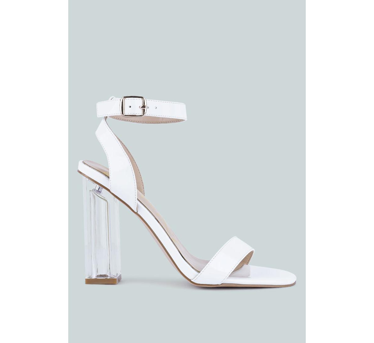 Click here for Poloma Clear Block Heel Party Sandals Women - Whit... prices