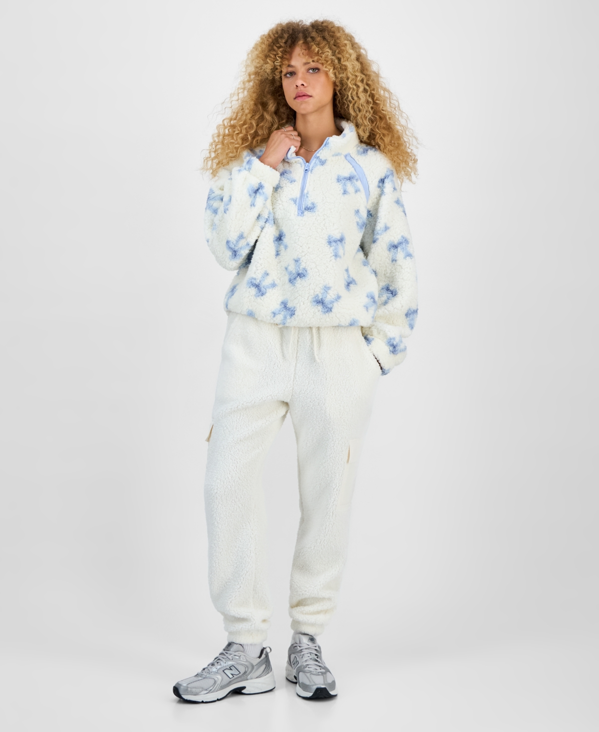 Click here for Hippie Rose Juniors Sherpa Cargo Jogger Pants - Iv... prices