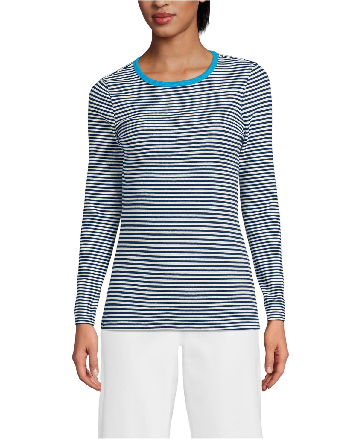 Click here for ands End Womens Petite Long Sleeve Micro Rib T-Shi... prices