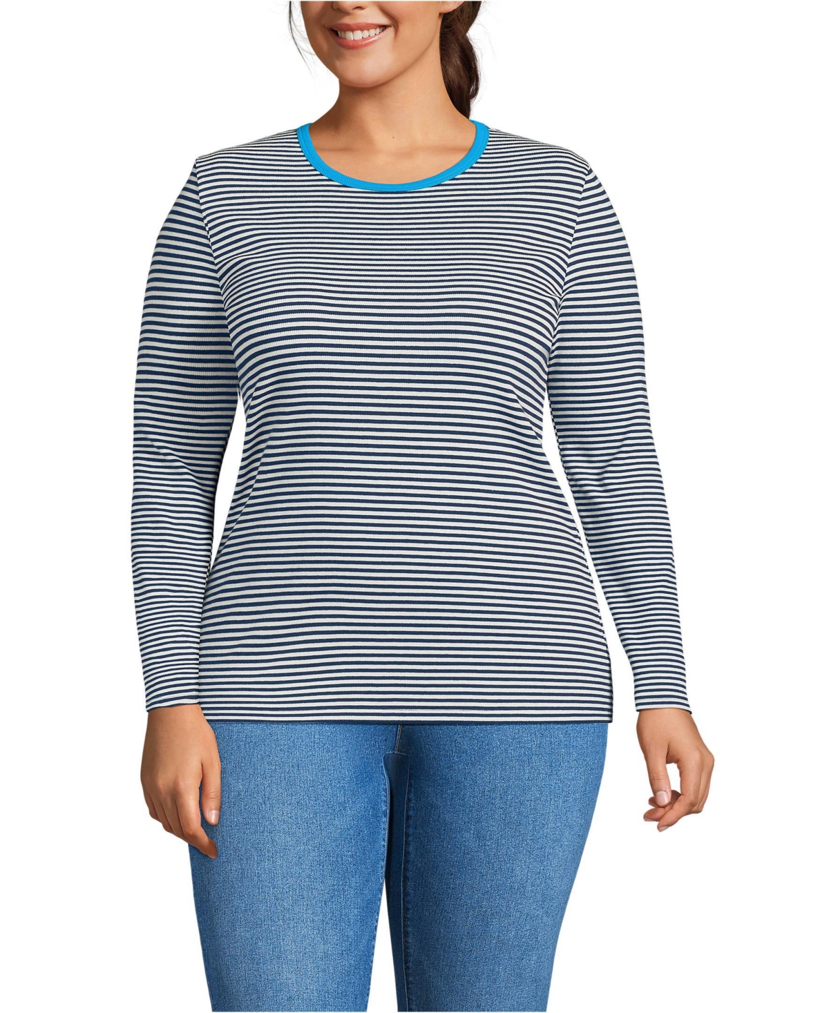 Click here for Lands End Womens Plus Size Long Sleeve Micro Rib T... prices