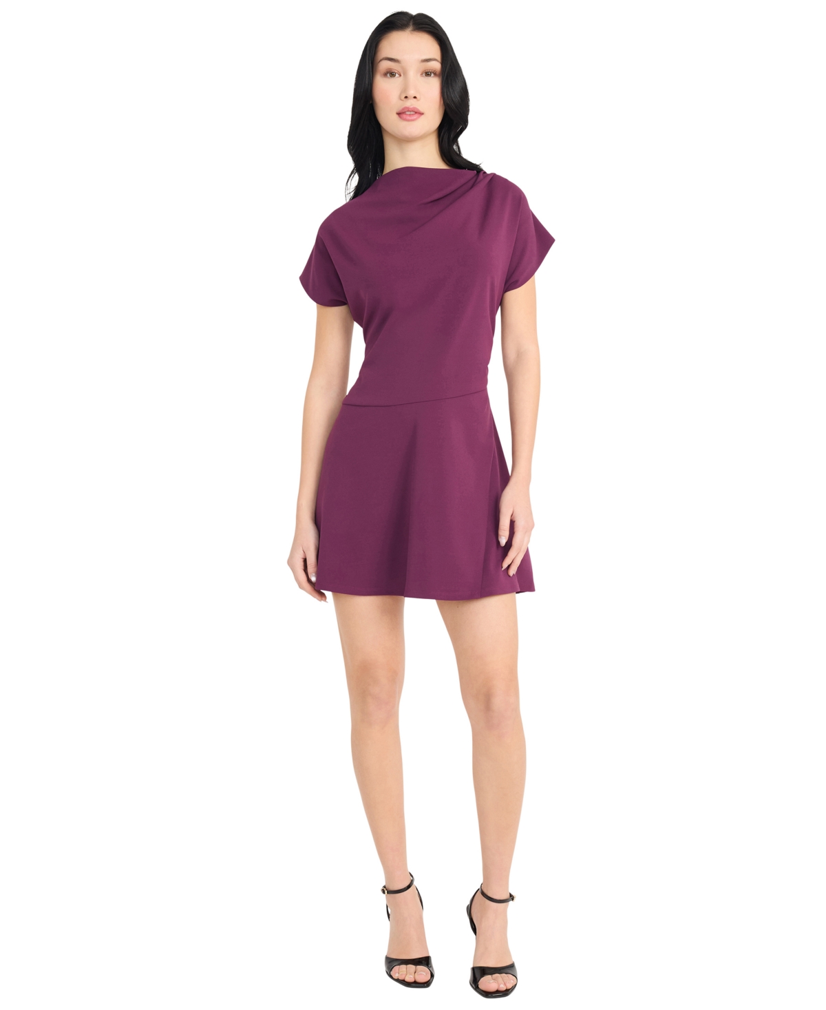 Click here for Donna Morgan Womens Short-Sleeve Cowlneck A-Line D... prices