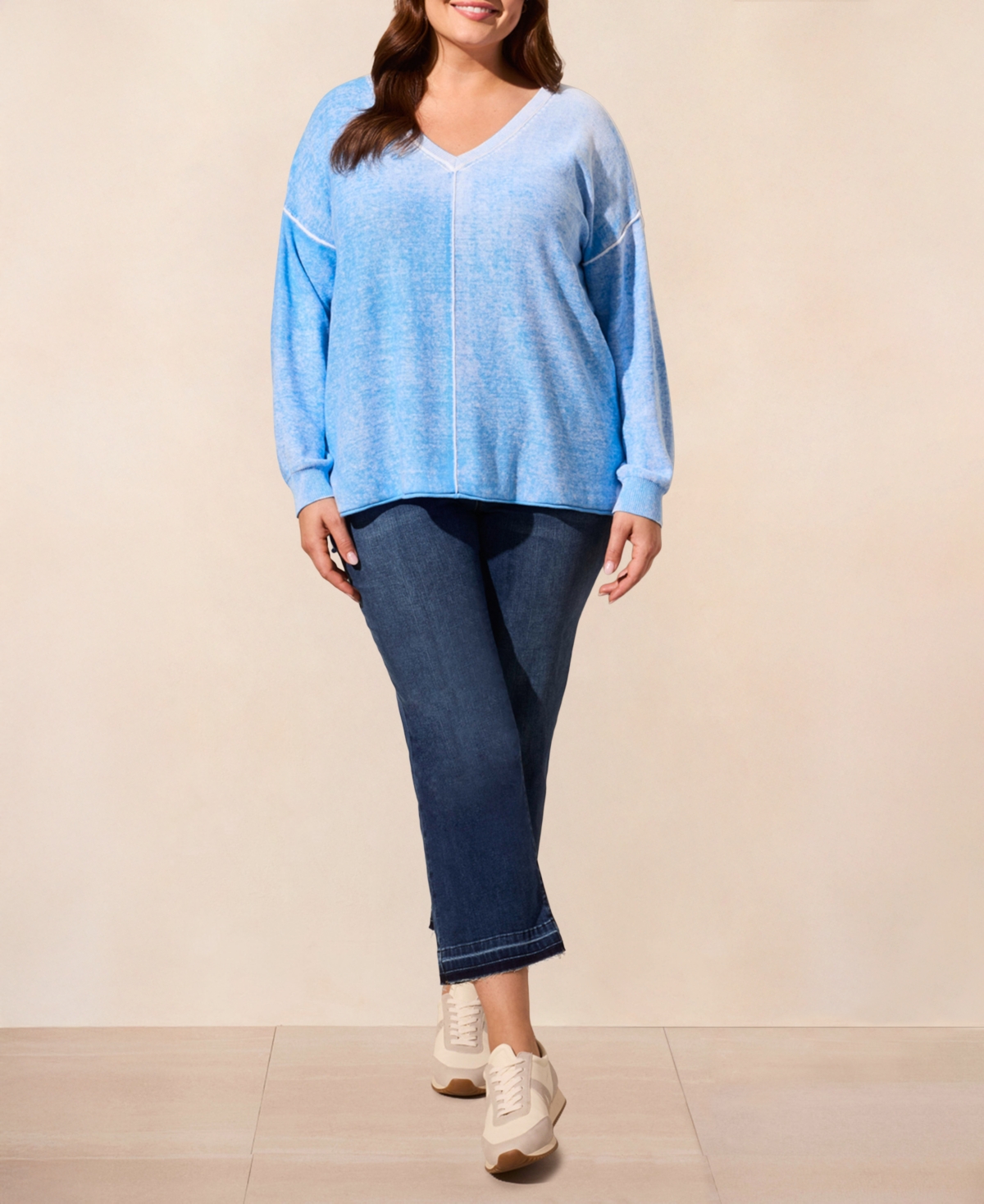 Click here for Tribal Plus Size Special Wash Long Sleeve V-Neck S... prices